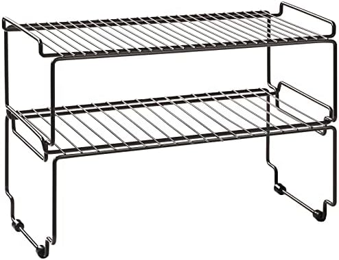 Puricon 2 Pack Kitchen Cupboard Shelf Organiser Rack, Stackable Kitchen ...