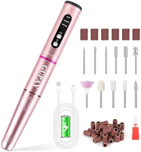 Amazon.com: GUPAY Cordless Nail Drill Kit - 20000RPM Rechargeable ...