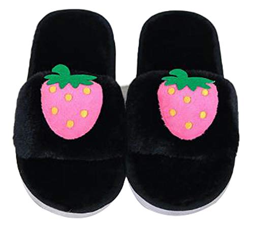 Girls Fuzzy Slippers Soft Plush Open Toe Fluffy Toddler House Slippers ...