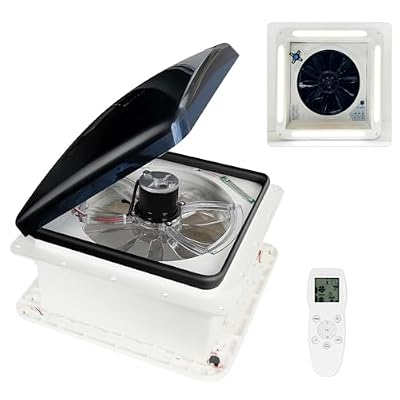 OUTPRIZE Remote Control RV Roof Vent Fan with LED Light, 12V 14" Super ...