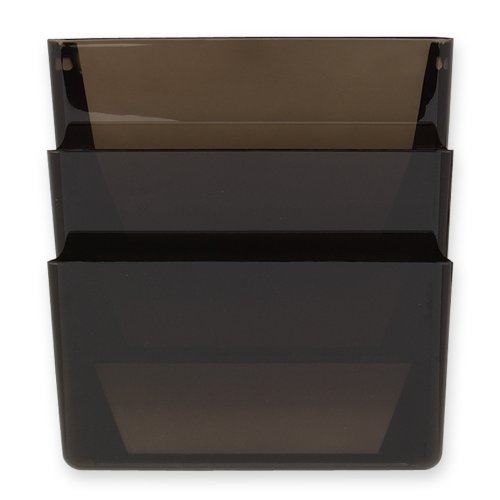 Rolodex Stak-A-File Three-Pocket Wall File, Letter, Smoke, 3/Pack ...