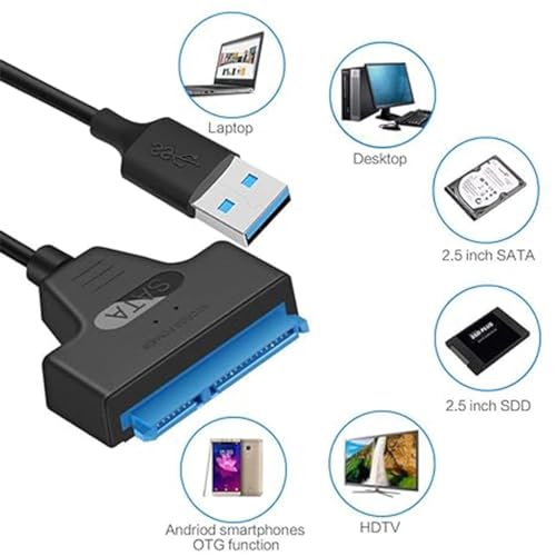 UNIVERSAL USB 3.0 to SATA Adapter | High Speed 22 Pin SATA Cable ...