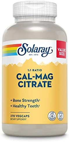 Amazon.com: Solaray Calcium Magnesium Citrate 1000mg 1:1 Ratio, Bone ...