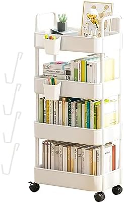 Amazon.com: Mobile Bookshelf with Wheels - Mobile Bookshelf Cart - 3/4 ...