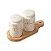 Amazon.com: Ceramic Spice Jar Set Marble Gold Pepper Griner Bamboo Tray ...