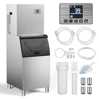 Amazon.com: Ecojoy Máquina comercial para hacer hielo de 550 libras/24 horas con contenedor de ...