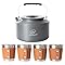 Amazon.com: Bulin 2.2L Camping Kettle Set with 4 Cups Lightweight Aluminum Camp Tea Coffee Pot ...