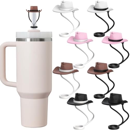 Amazon.com: 8Pcs Cowboy Hat Straw Cover Cap for Stanley Cup 30 40 oz, 0.4in 10mm Cute Funny Soft ...