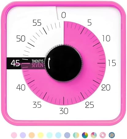 TWENTY5 SEVEN Countdown Timer 7.5 inch; 60 Minute 1 Hour Visual Timer ...