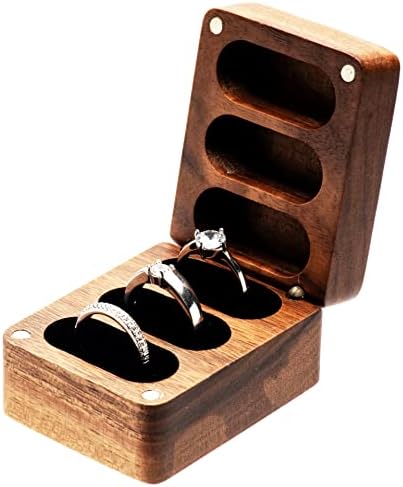 Amazon.com: COSISO Walnut Wooden Ring Box 3 Slots for Wedding Ceremony ...