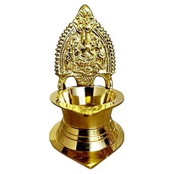 Buy SOLINO Pure Brass Laxmi Shape Diya Kamakshi Dipak Kanchipuram Oil ...