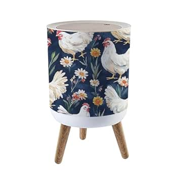 Amazon.com: Trash Can with Lid Watercolor Farm Rooster Chicken Daisy ...