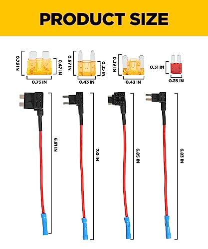 Snapklik.com : YAKEFLY 12 Pack Fuse Taps Set,4 Types 12V Car Add-a ...