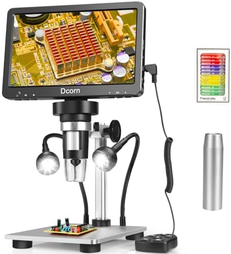 Dcorn 7'' Digital Microscope 1200X, 12MP 1080P Photo/Video Microscope ...