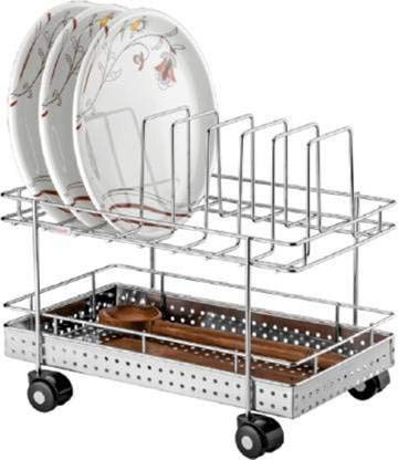 nunki trend Stainless Steel Double Layer Kitchen Dish Dry Trolley ...