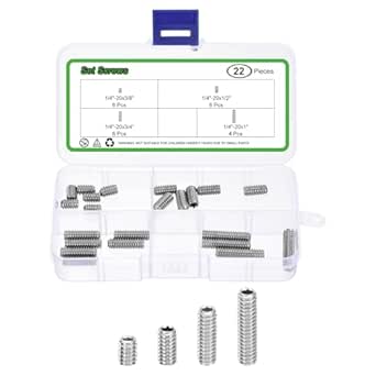 uxcell Allen Head Socket Hex Grub Screw Assortment Kit,22PCS 1/4-20" 4 ...
