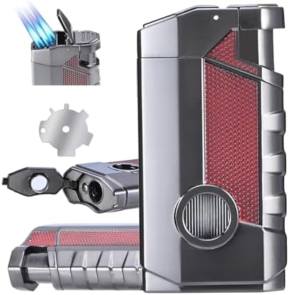 Amazon.com: Reetsing 4 Torch Jet Flame Lighter with Punch & Holder ...