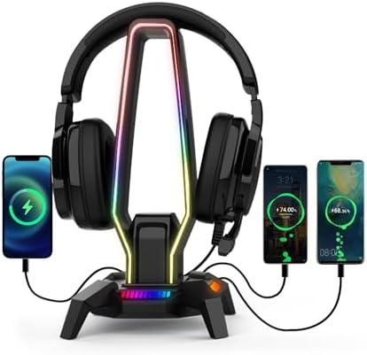 Amazon.com: RGB Gaming Controller Holder, Headphone Stand With 2 USB ...