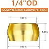 GASHER 100PCS Brass Compression Fitting, Brass Compression Sleeve ...