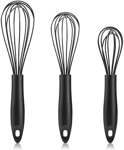 Amazon.com: Silicone Whisk,Heat Resistant Non Scratch Whisks Set of 3 ...