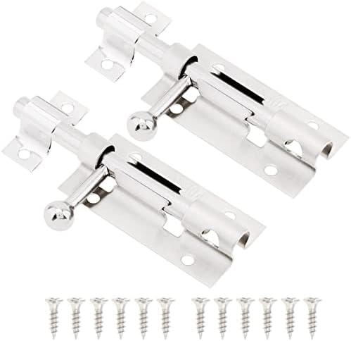 Amazon.com: HOJLKLD Barrel Bolt Door Lock Latch, 2 Pack 4 Inch ...