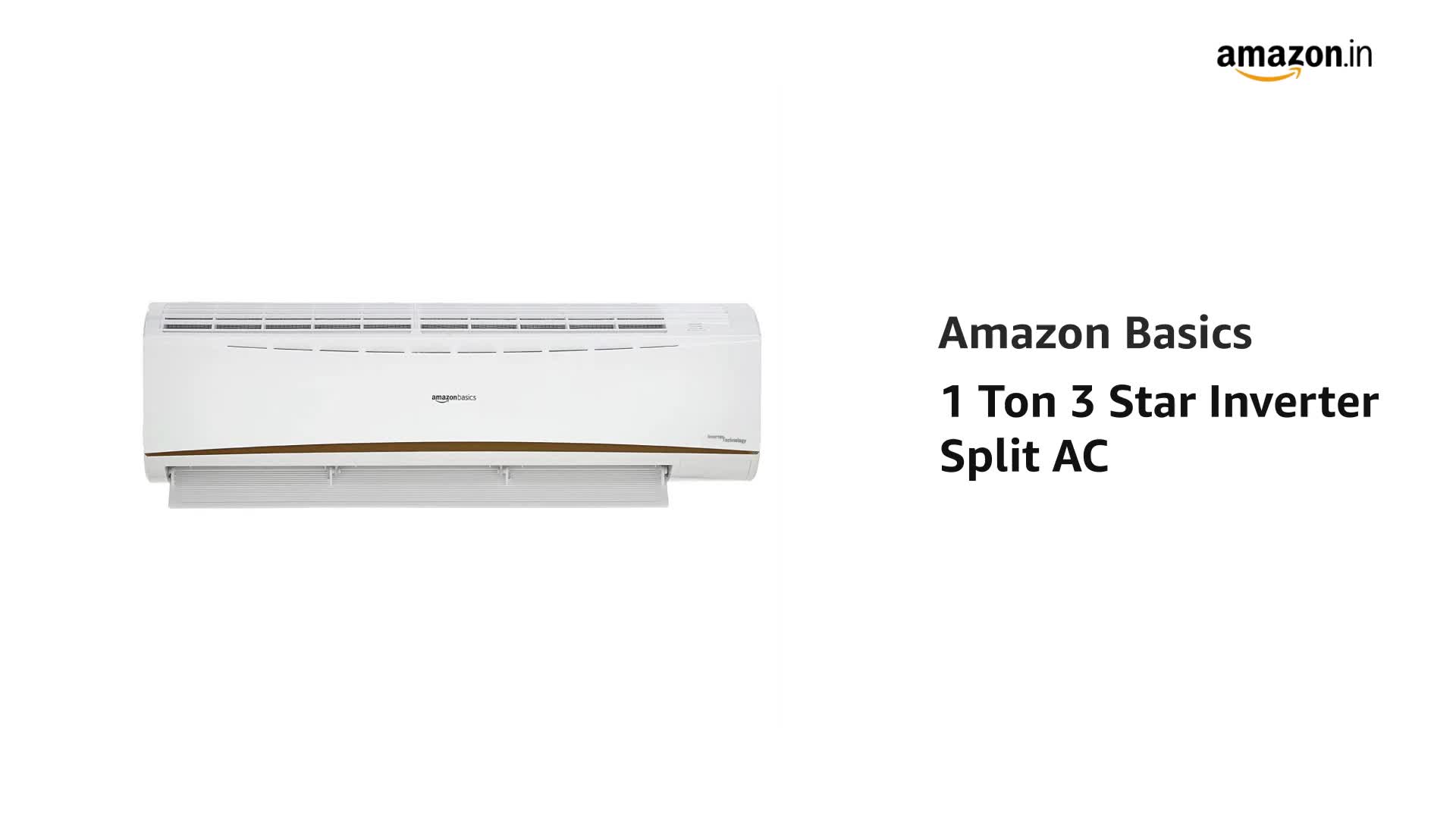 Watch Amazon Basics 1 Ton 3 Star Inverter Split AC ﹙White, Anti ...