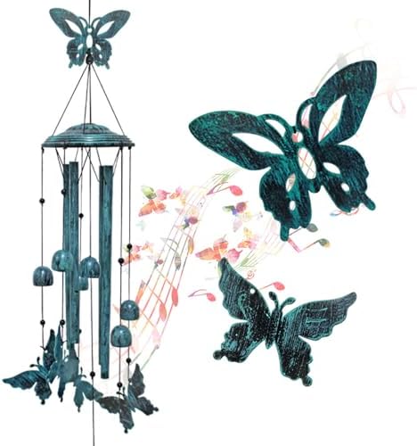 AFUNTA Blue Metal Wind Chimes Outdoor, Butterfly Decorations, Outdoor ...