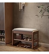 Amazon.com: KASLANDI Small Shoe Bench with Cushion,2 Tiers Shoe Rack ...