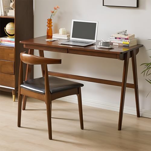 Amazon.com: HomSof 100% Solid Wood Natural Wood Computer Desk Study ...