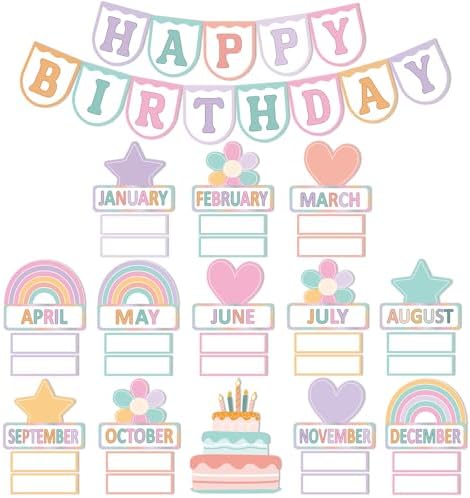Amazon.com: Marspark 65 Pieces Classroom Decor Rainbow Birthday ...