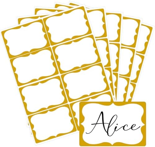 Amazon.com: Gold Name Tags,2"x 3" Name Tag Stickers with Gold Border ...