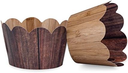 Amazon.com: 120 Pcs Wood Grain Cupcake Wrappers Woodland Cake Wrappers ...