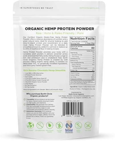 Natural Hemp Protein Powder, Lab Examined 100% Gluten Free, Plant Based ...