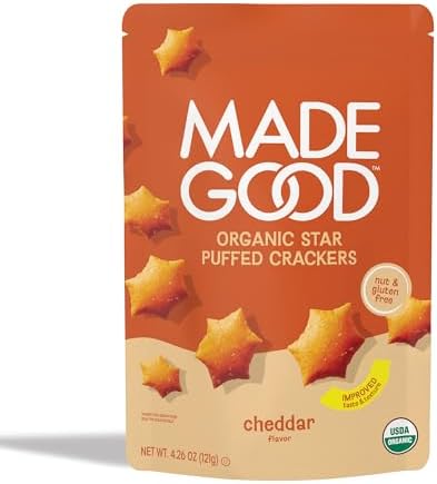 Amazon.com: MadeGood Cheddar Star Puffed Crackers, 4.26oz Pouch ...