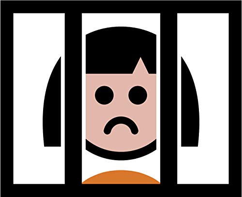 Simple Jail Prison Cartoon Emoji Vinyl Sticker, Sad Woman Behind Bars ...