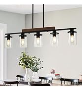5-Light Kitchen Chandeliers Over Table, Farmhouse Black Dining Room ...
