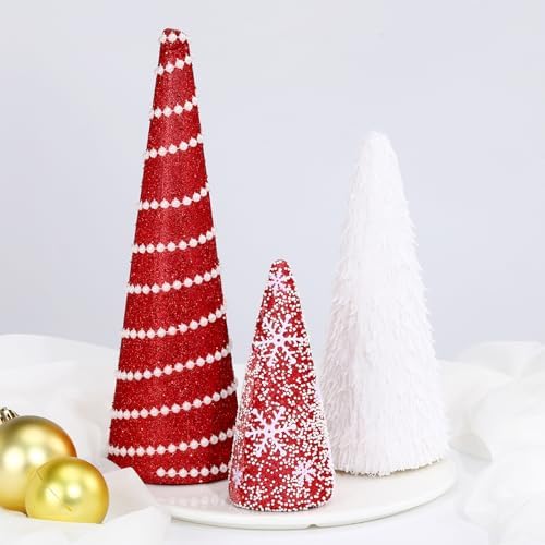 Amazon.com: Cinnvoice 3 Pcs Christmas Cone Tree Decoration Christmas ...