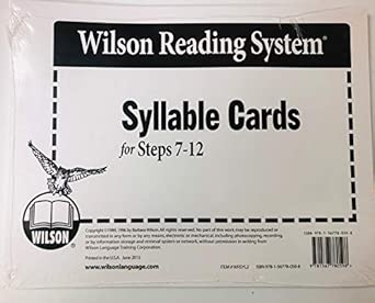 Wilson Reading System Syllable Cards for Steps 7-12: Barbara A. Wilson ...