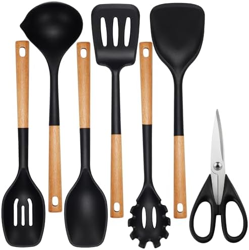 Amazon.com: QMVESS Large Silicone Cooking Utensils Set 7 Pcs Heat ...