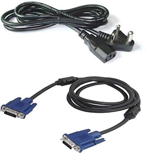 Yaksha 1.5 Meter Male to Male 15 Pin VGA Cable and Power Cable/Cord for ...