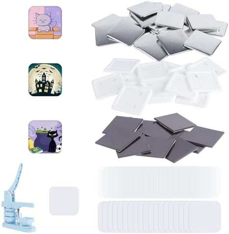 Amazon.com: 100 Sets Square Button Parts，Fridge Magnet Button Maker ...
