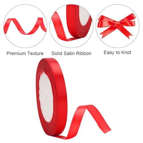 G2PLUS Red Stain Ribbons, 10mm Gift Wrap Ribbon, 22M Ribbons for Gift ...