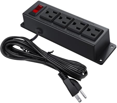 BASEPOW Wall Mount Power Strip with 4 Outlets, Mountable Power Outlet ...