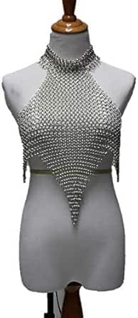 Amazon.com: ZOMOKO Chainmail Aluminum Chain Mail Bra Worn Viking Top ...