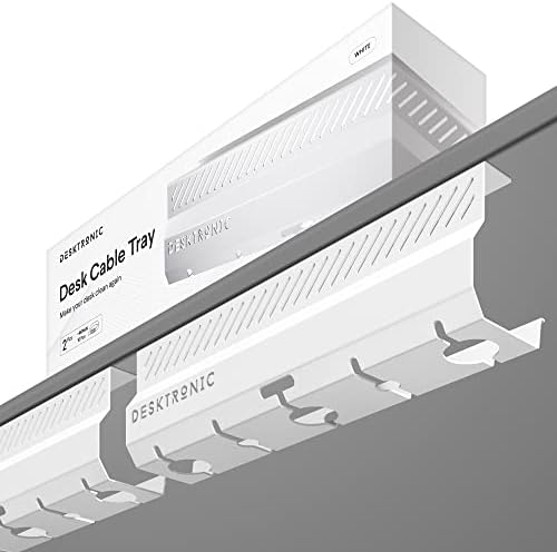 Desktronic Cable Duct Desk White Set of 2 - Stainless Steel Cable ...