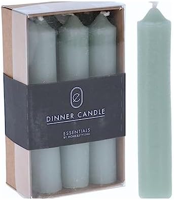 Set of 6 Stubby Farmhouse Style Dinner Candles (Sage Green) : Amazon.co ...