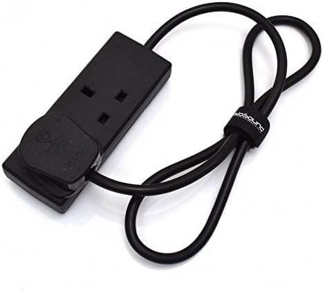 4-Gang Extension Trailing Lead - Black Multi Plug Power Cable - 1m / 2m ...