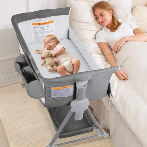 Amazon.com: Bassinet Bedside Sleeper for Baby 6 Months, Convertible ...