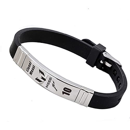 Buy Vientiq Silver-Plated Soccer Bracelet with Engraved Messi Signature ...