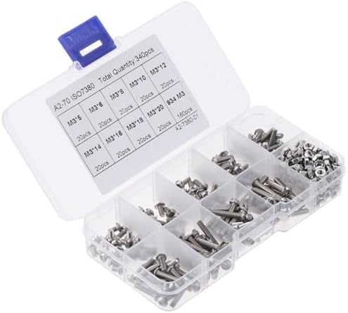 SNOKAY 340Pcs M3 Stainless Steel Button Head Hex Socket Head Cap Bolts ...